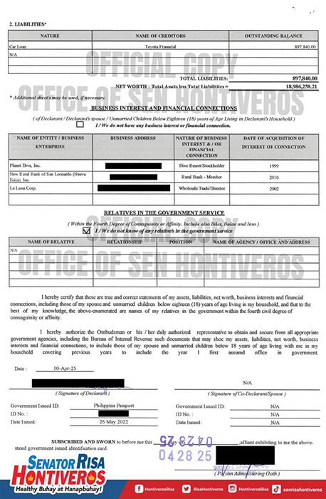 Risa Hontiveros releases 2024 SALN • PhilSTAR Life